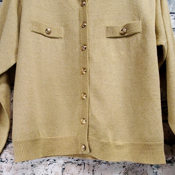 Lise J | Sweaters | Lise J Vintage 99s Metallic Gold Cardigan | Poshmark